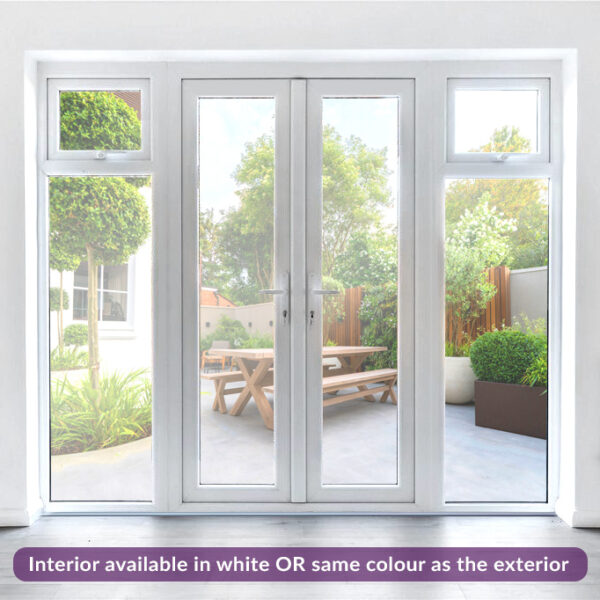 Agate Grey uPVC French Doors with Opening Side Panels