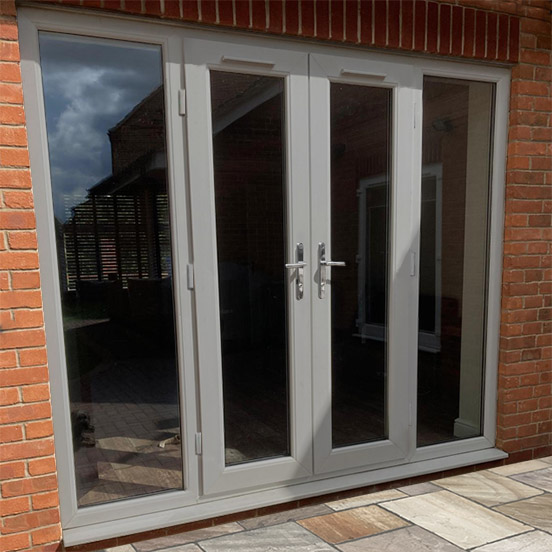 Agate Grey uPVC French Doors with Side Panels - Affordable Doors